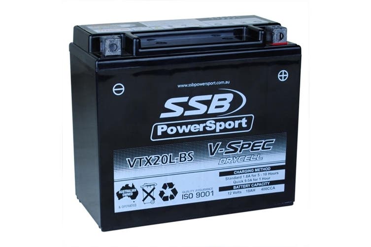12V SSB V-Spec High Performance AGM Battery 4-VB9-B — Top Two Moto